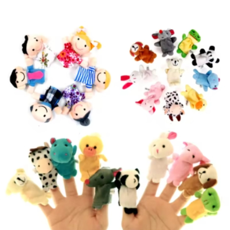 Baby Plush Doll Toy Finger Puppets Tell Story Props Playful Animal ...
