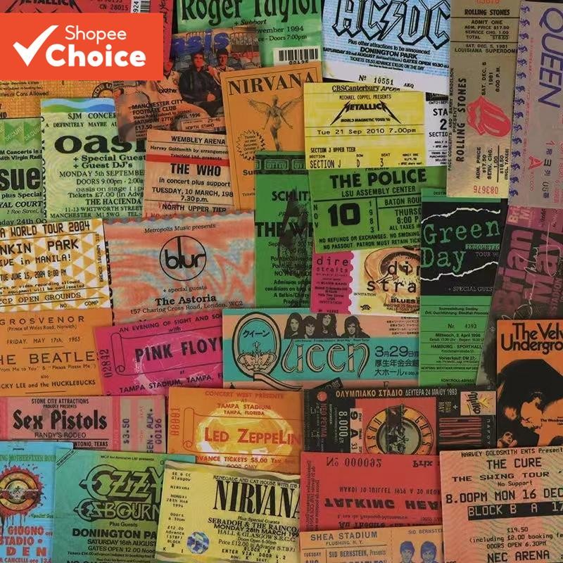 42pcs Retro Rock Band Tickets Stickers Diy Computer Washi Scrapbooking ...