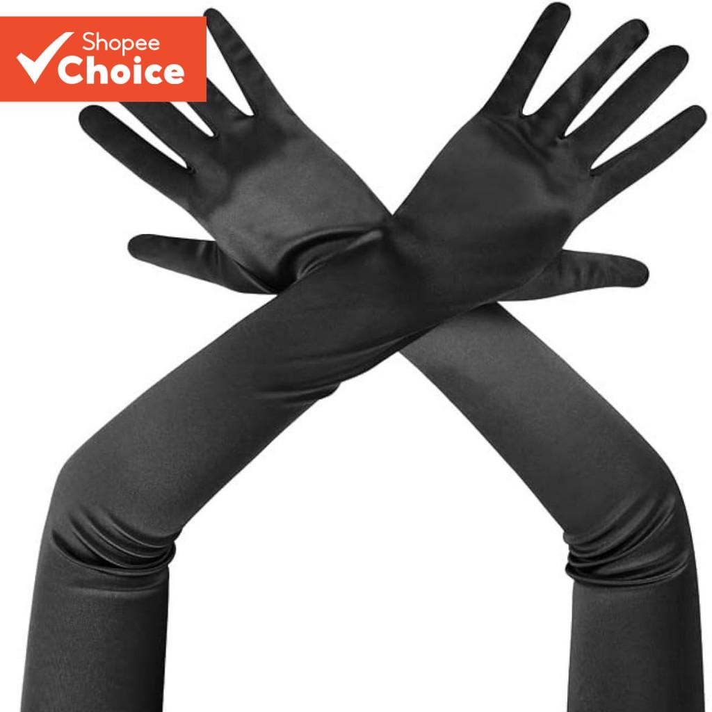 Trendy Retro Masquerade Gloves - Women's Breathable Opera-Length Satin ...