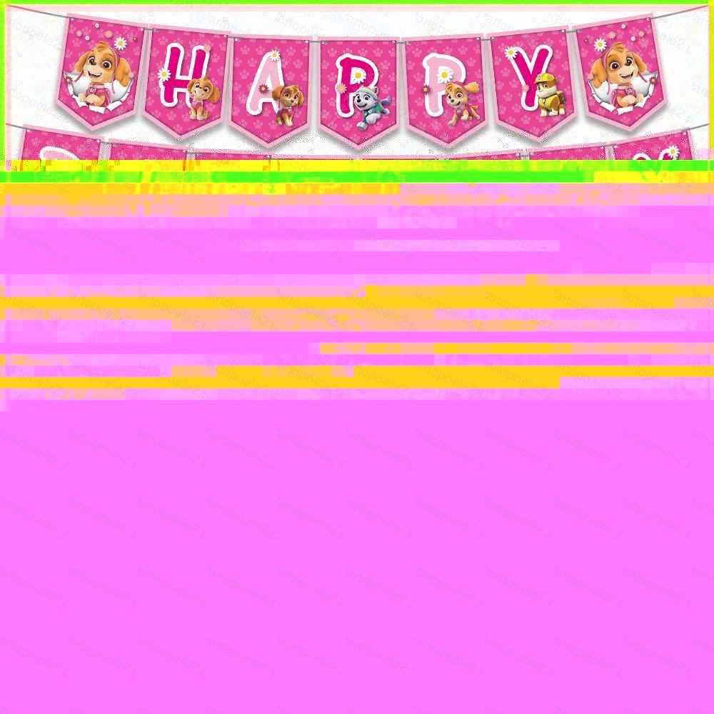 ST2 pink PAW Patrol Theme kids birthday party decorations banner cake ...