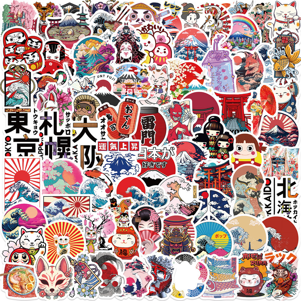100Pcs/Set Japanese Customs & Culture Art Stickers DIY Waterproof ...