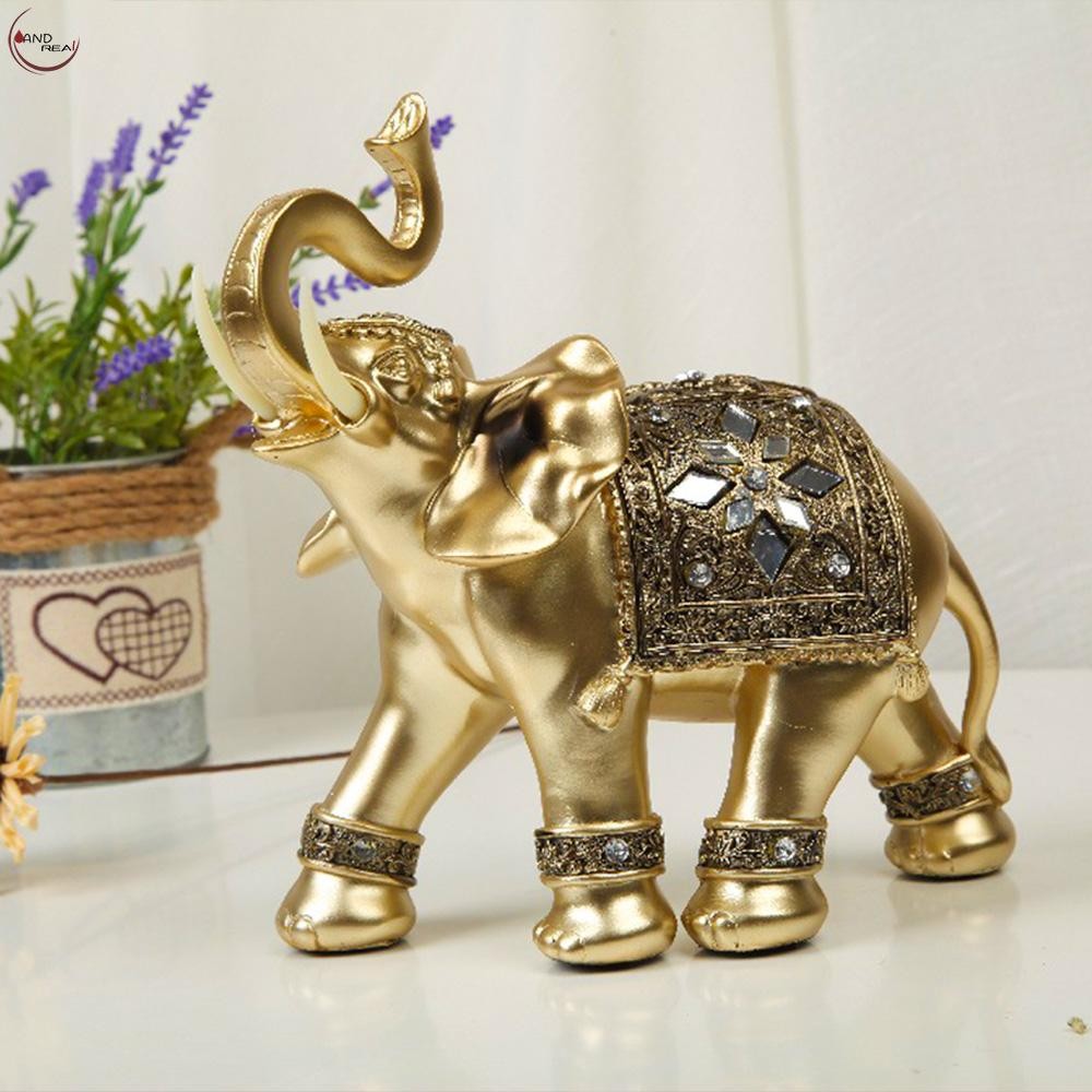 Lucky Elephant Decoration Statue Cute Elephant Figurines Statue for ...