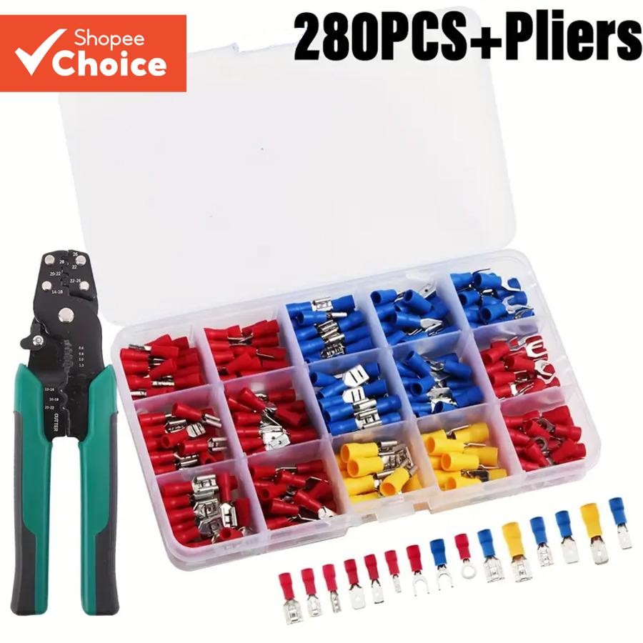 280PCS Insulated Electrical Wire Terminal Kit with Versatile Crimp and ...