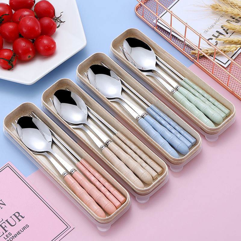 3-in-1 Stainless Steel Cutlery Set Spoon Fork Chopsticks Set With Box ...