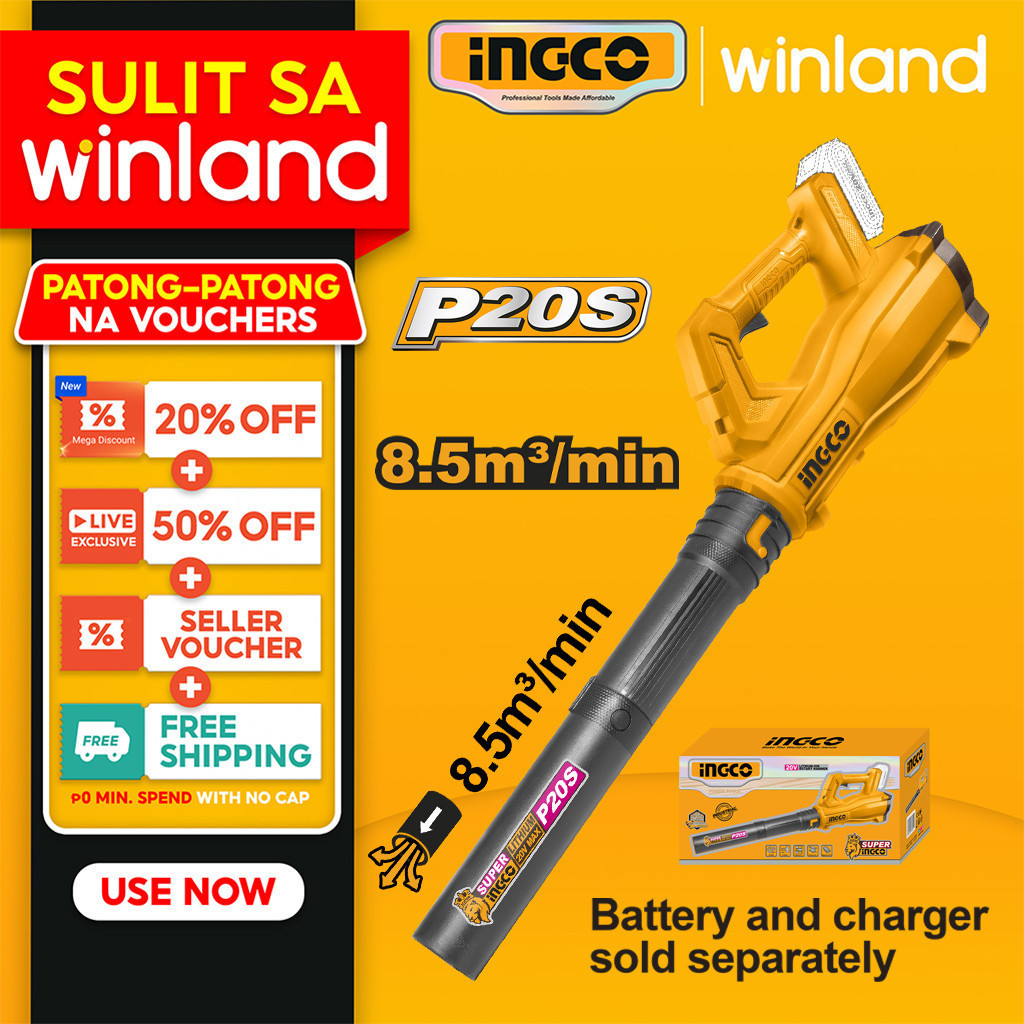 Ingco by Winland Brushless Motor Lithium-Ion Cordless Blower 20V P20S ...