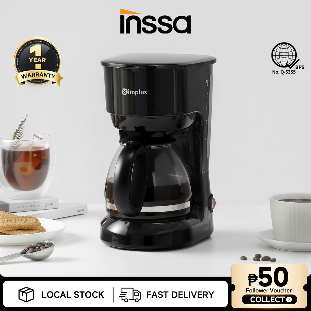 INSSA X Simplus 750ml 6-Cup Drip Filter Coffee Maker - Constant 74℃ for ...