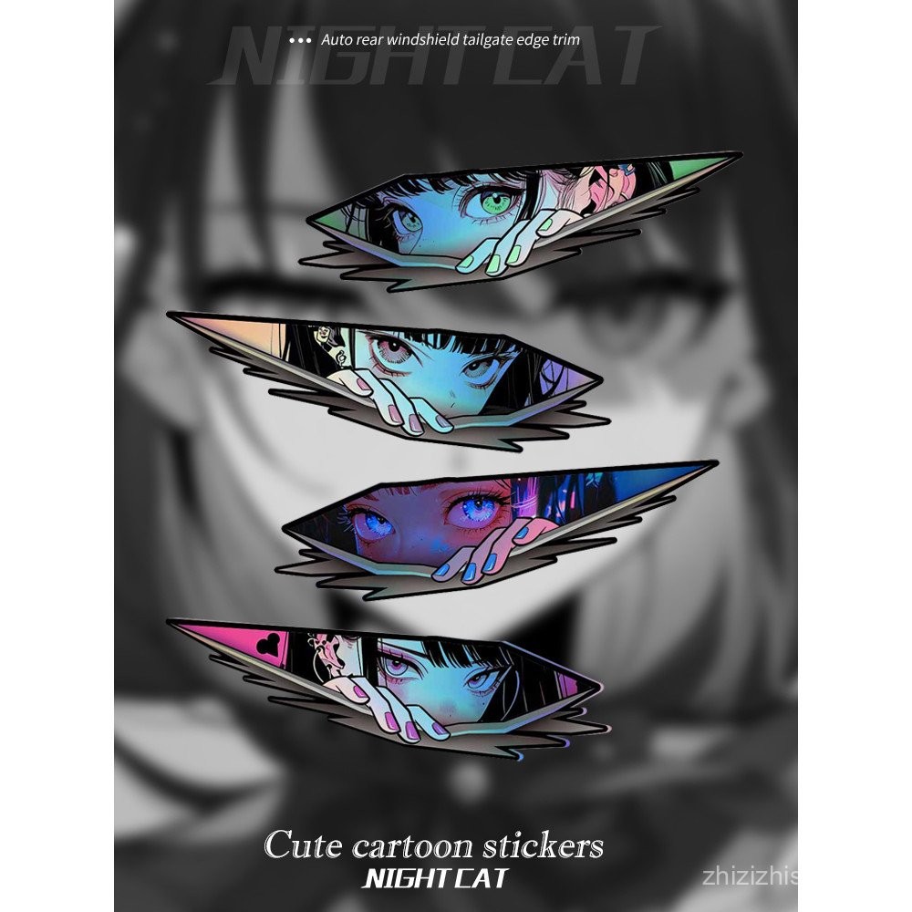 Hot-selling Reflective Car Stickers JDM Anime Eyes Two-Dimensional Girl ...