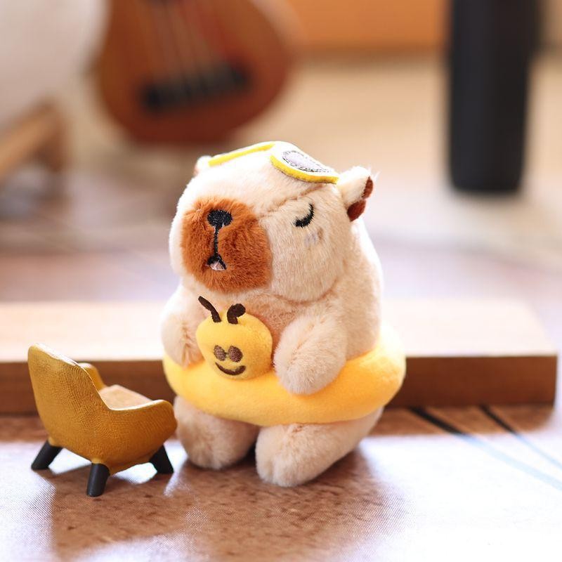 [bte] 1 Piece Cute Summer Swimming Circle Capybara Plush Pendant Toy ...