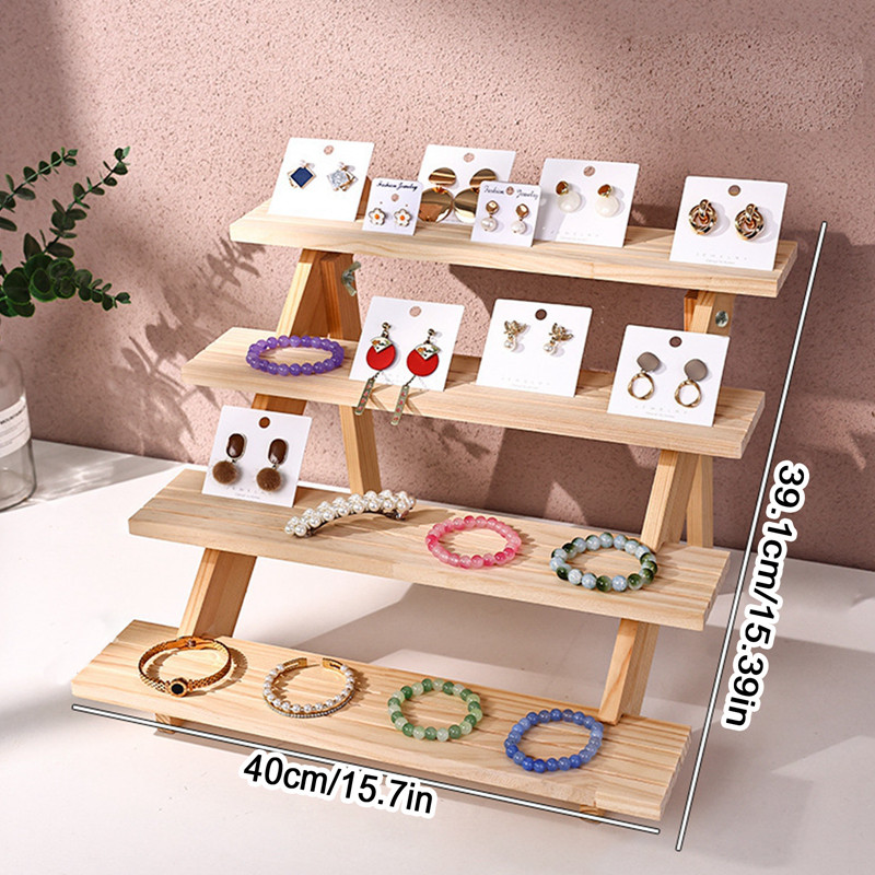 Uliekhy 3/4 Layer Wooden Ladder Rack Jewelry Display Storage Wood Multi ...