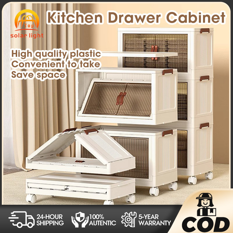 50cm Foldable Cabinet For Kitchen Storage Box with Wheels Plastic ...