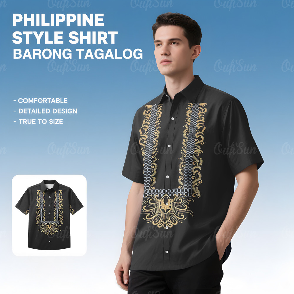 2025 Philippines Barong Tagalog For Men Modern Office Work Sublimation ...