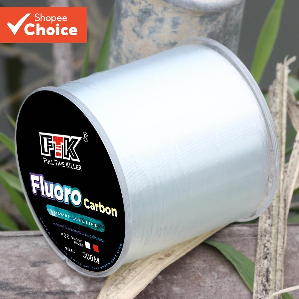 FTK 300m Transparent Color Nylon Fishing Line Rope Carbon Fiber Coating ...