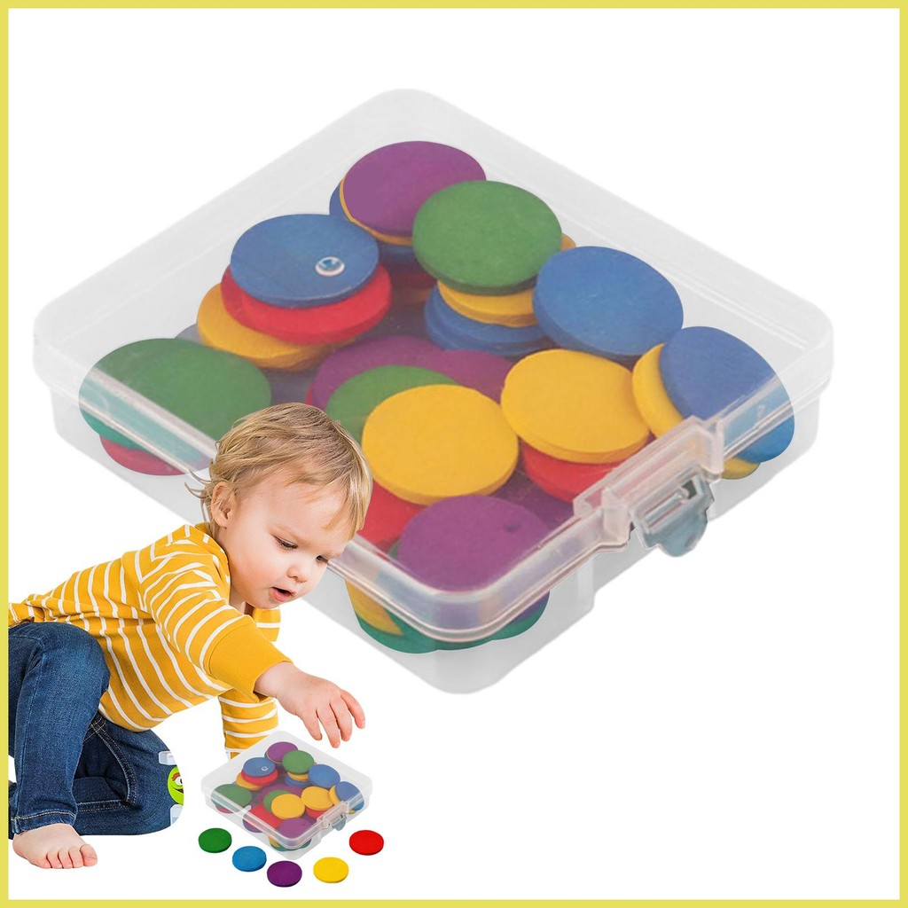 Counting Chips For Kids Wooden Round Counters Playset 50 Pieces School ...