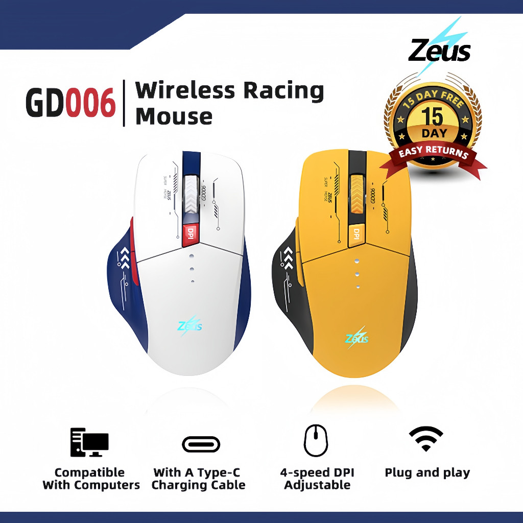 Zeus x Gundam GD-006 2.4G Wireless Mouse Rechargeable Mechanical Office ...