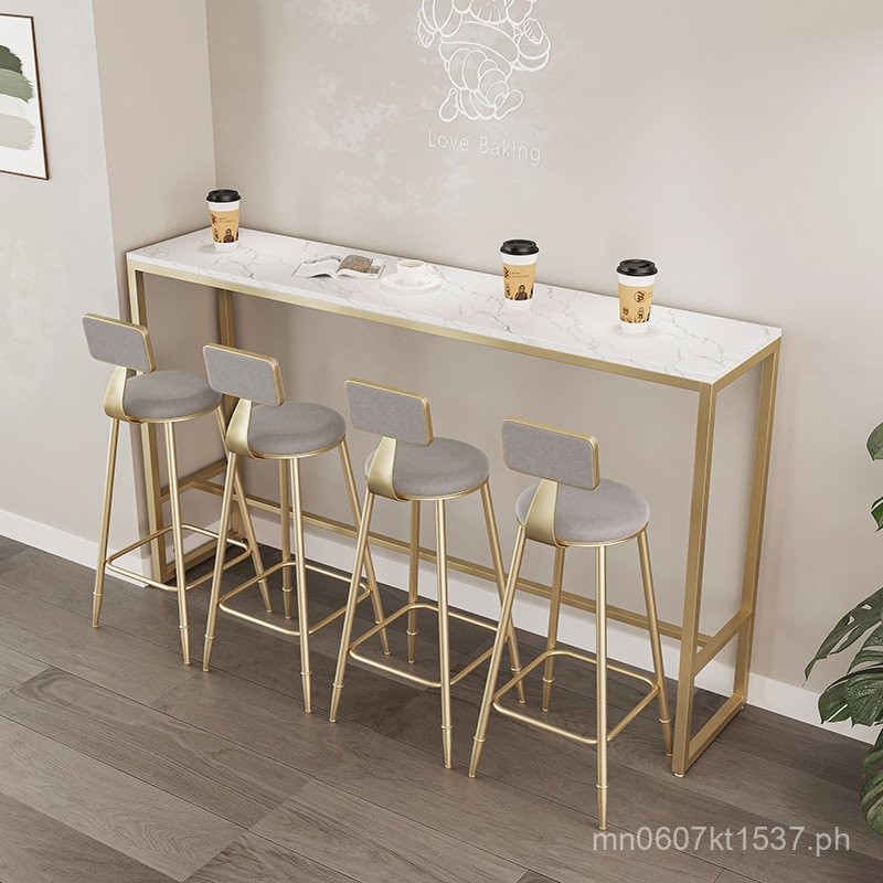 Small Bar Table Long Bench Home Table and Chair Set for Milk Tea Shop ...