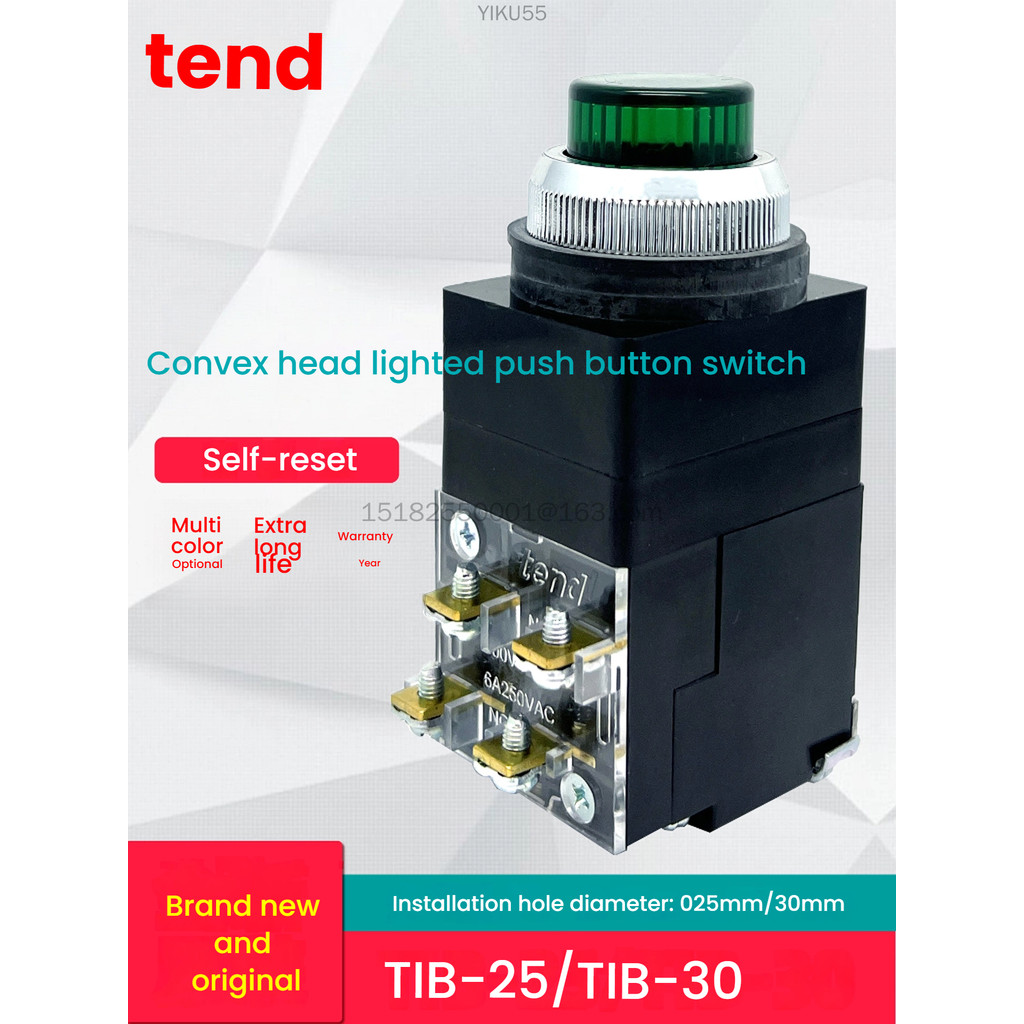 TEND Button Switch Headlamp Lamp Transformer TIB-25-30 Red 220V Start ...