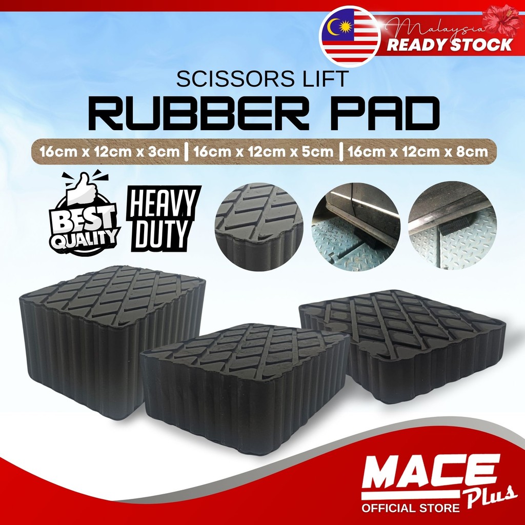 (3cm)(5cm)(8cm) Scissor Lift Heavy Duty Rubber Pad 16cm X 12cm Portable ...