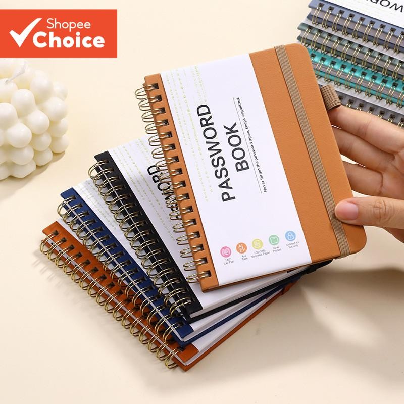 Spiral Password Keeper Book + Colorful Alphabetical Tabs & Pen Holder ...