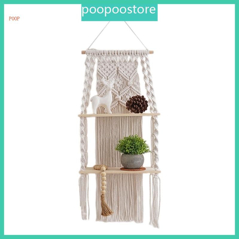 POOP Woven Rope Floating Shelves Decorative Wall Shelf Handwoven ...