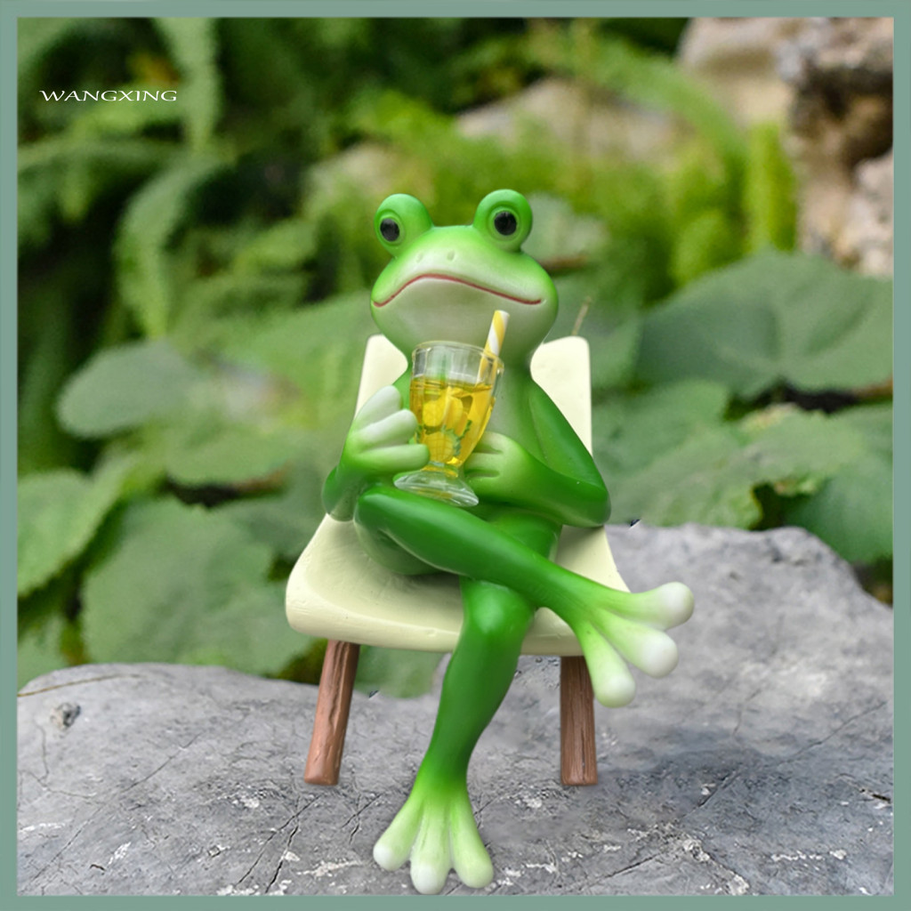 WA_ Patio Frog Statue Small Frog Statue for Balcony Adorable Frog ...