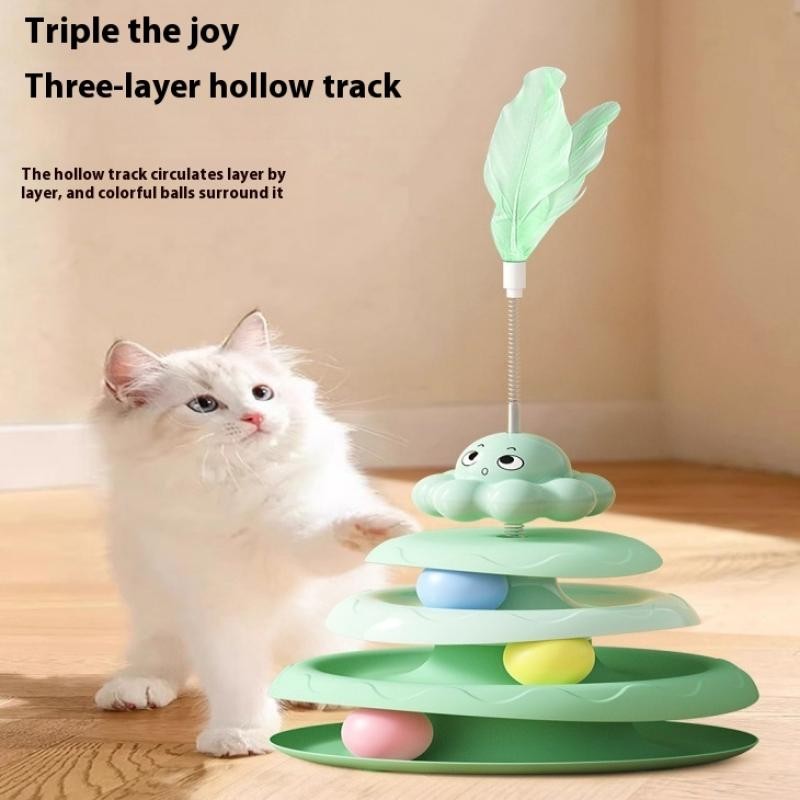 # New Life # Rotating Octopus Cat Toy Collapsible Four-layer Turntable ...