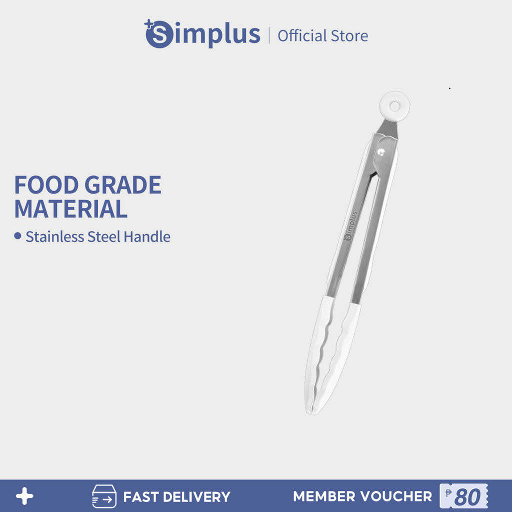 Simplus x Inssa Silicone Food Tweezer Stainless Steel Handle Utensil ...