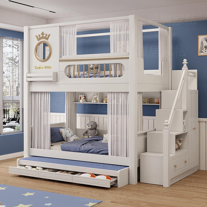 Bunk Bed with Two Levels, One Child and One Girl, Parent-Child Bed ...