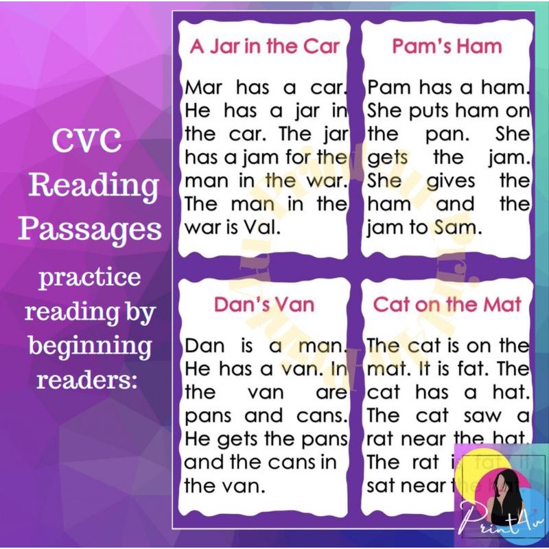 CVC Reading Passages - English reading materials | Shopee Philippines
