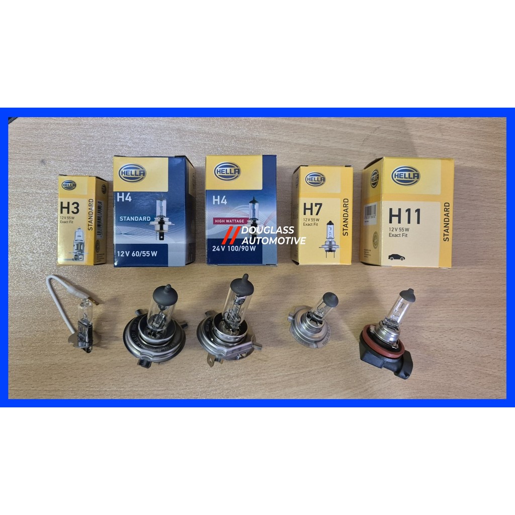 HELLA Halogen Headlight Fog Light Bulb H3, H4, H7, H11 (12v, 24v ...