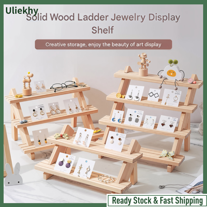 Uliekhy 3/4 Layer Wooden Ladder Rack Jewelry Display Storage Wood Multi ...