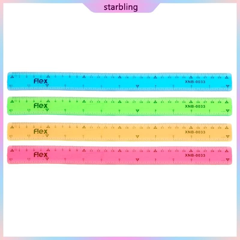Star Soft Transparent Ruler Bendable Anti-break PVC Ruler Inches Metric Scales for Kids Students ...