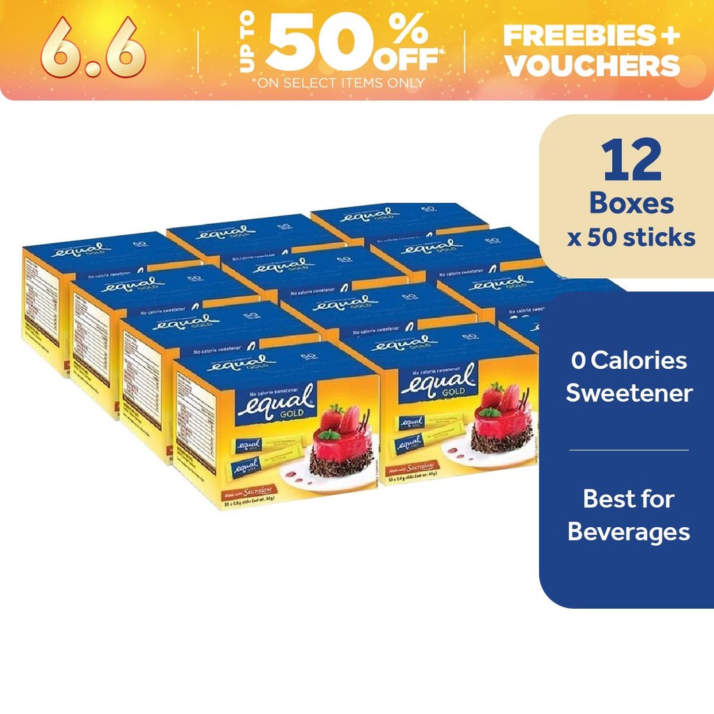 Equal Gold Zero Calorie Sweetener 50 Sticks - 12 Boxes (KetoDiet ...