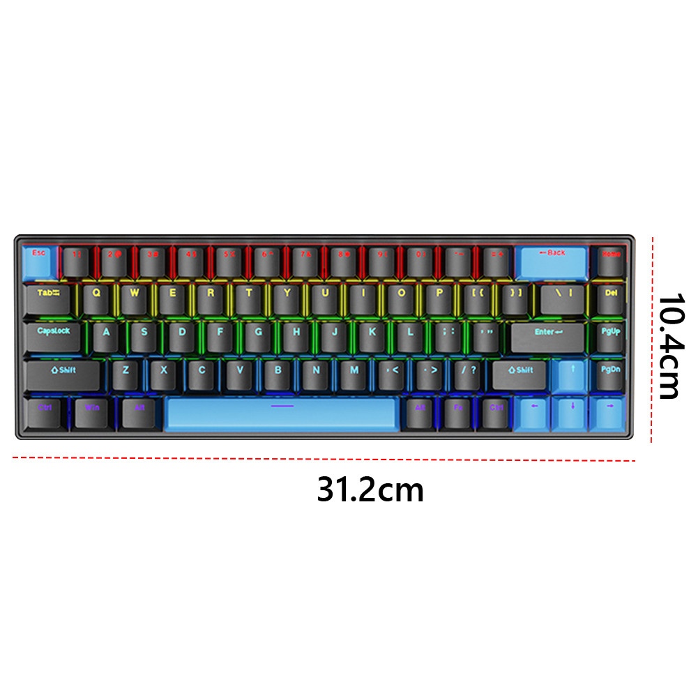 Wired Mechanical Gaming Keyboard 68 Keys RGB Computer Keyboard for Win ...