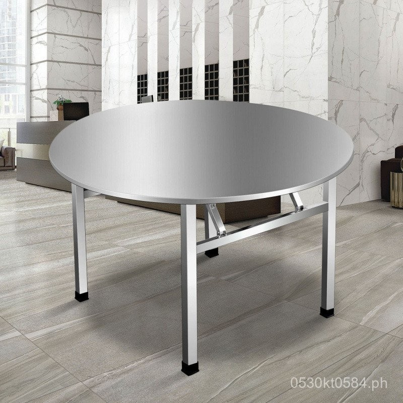 Home Dining Restaurant Stainless Steel Round Table Folding Dining Table ...