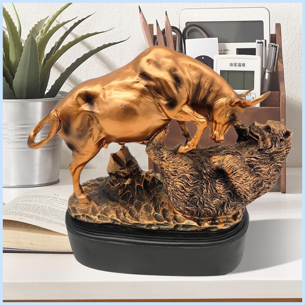 Bull and Bear Statue Wall Street Stock Market Bull Statue Resin ...