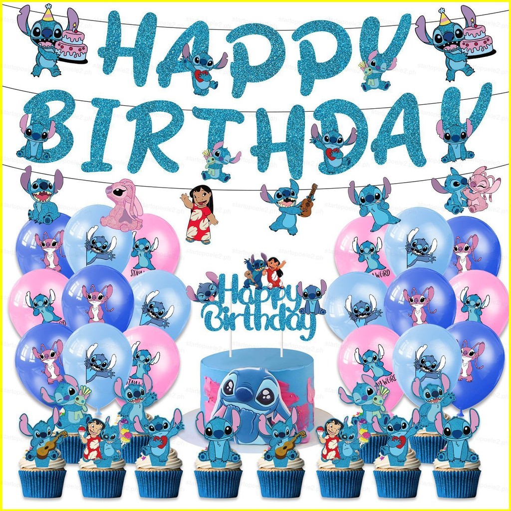 ST2 Lilo Stitch theme kids birthday party decorations banner cake ...