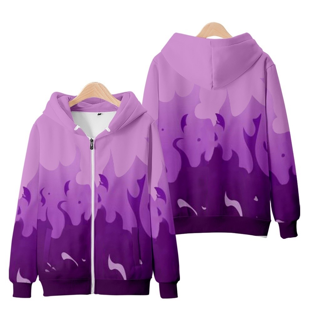 Aphmau Merch Men Hoodie Zipper Flame Purple And Red 3D Print Cool ...