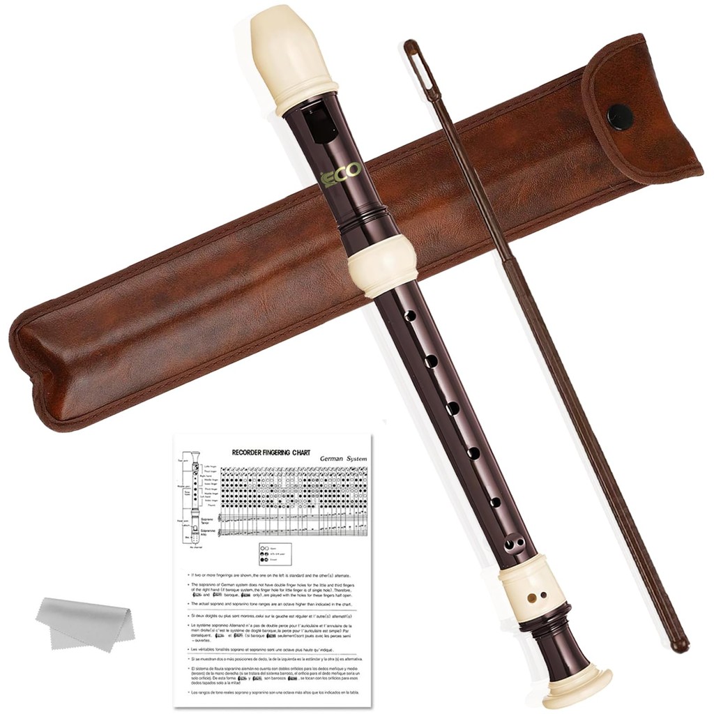 Soprano Recorder - German Style C Major 8-Hole, ABS Resin with Cleaning ...