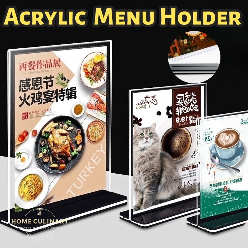 A4/A6 Acrylic Poster Menu Holder Clear Frame Restaurant Desktop Sign ...