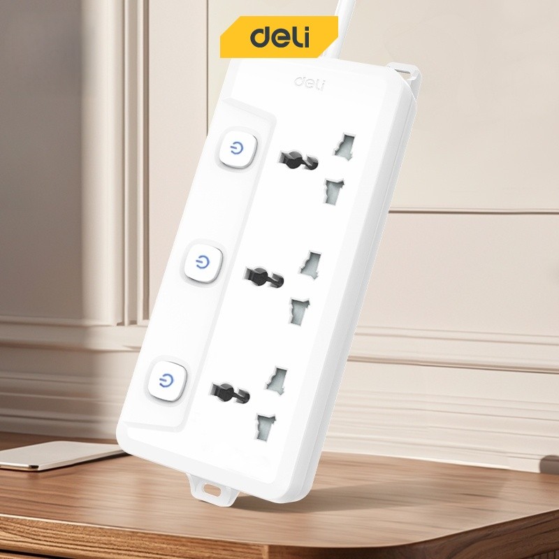 Deli Tools 2/3/5M Universal Power Strip 3 Groups Electric Sockets Power ...