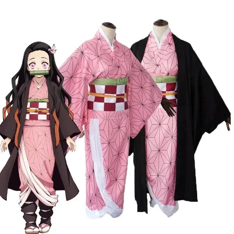 Anime Nezuko Cosplay Kamado Nezuko Cosplay Costume Nezuko Wig Uniform ...