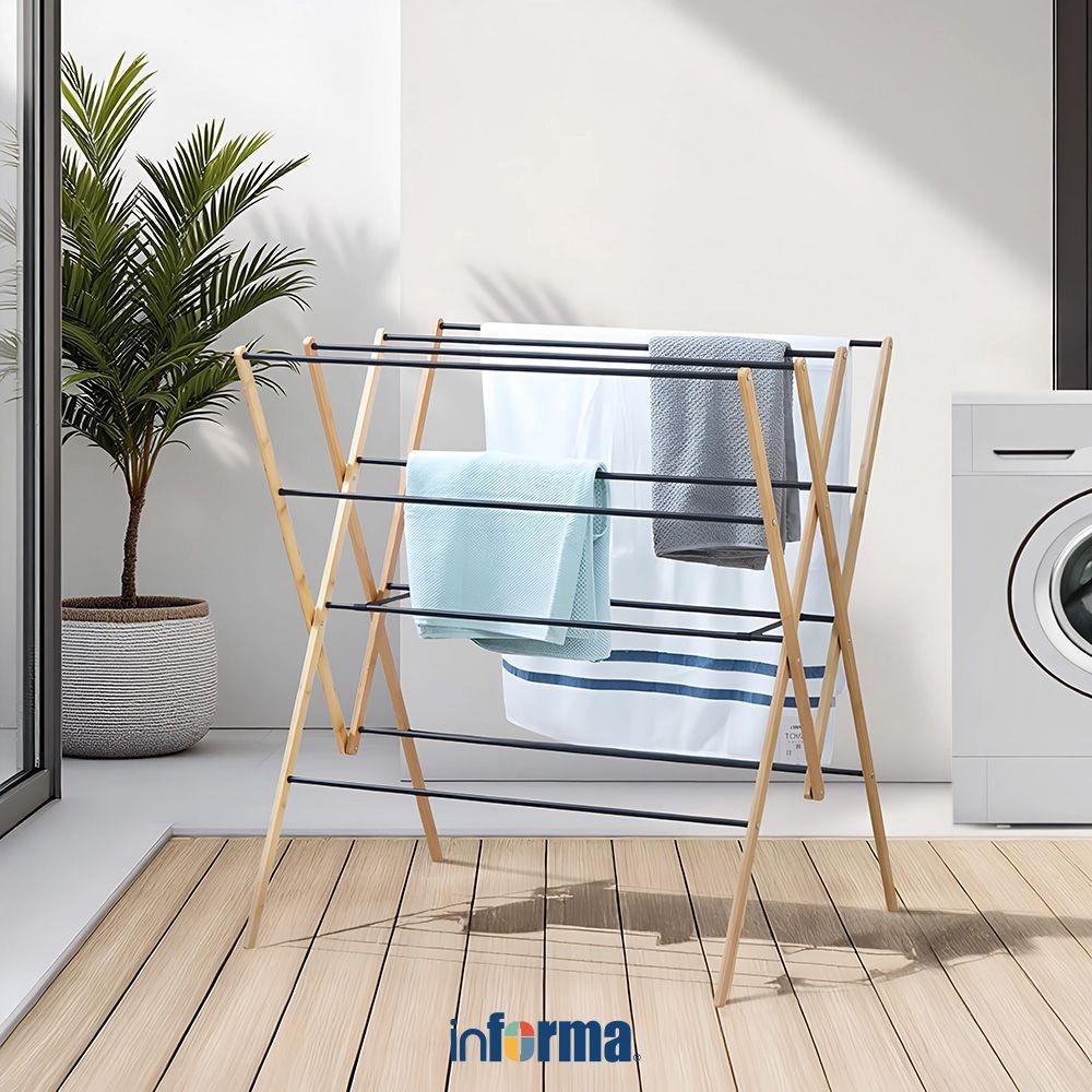 GANTUNGAN Informa 92X77X103 cm Weldon Bamboo Clothesline - Brown ...