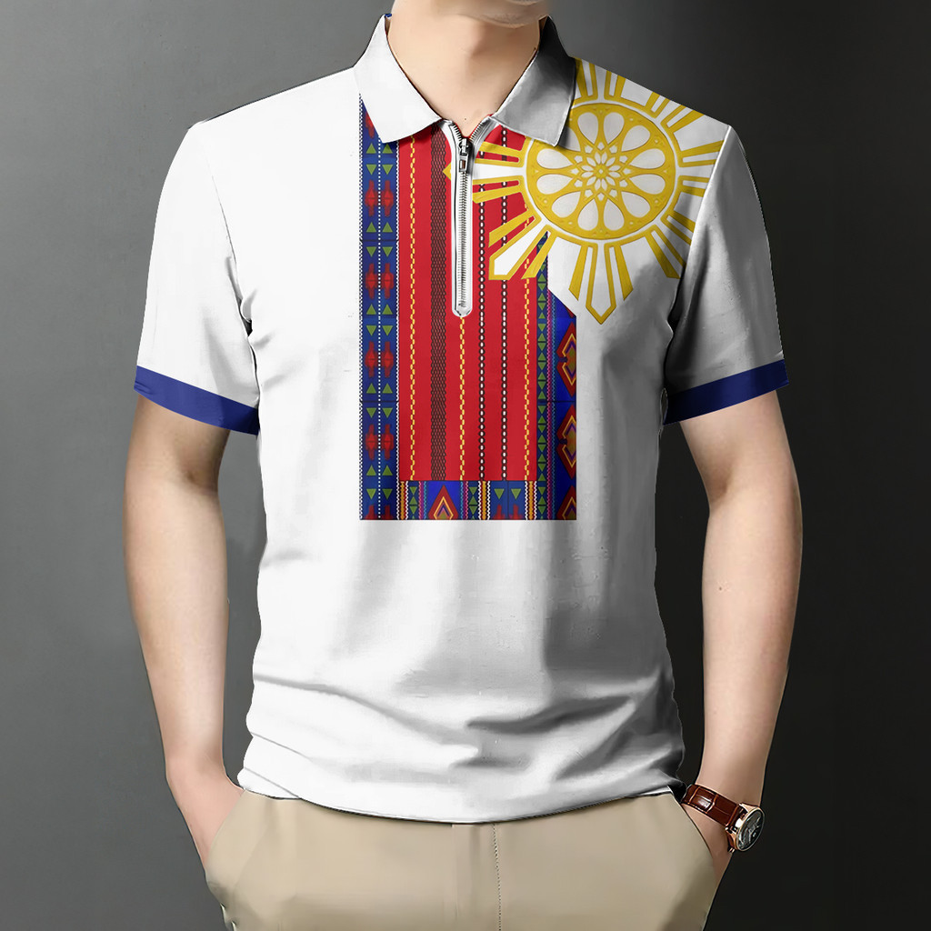 Summer men's Balong short-sleeved zipper polo shirt retro Filipino ...