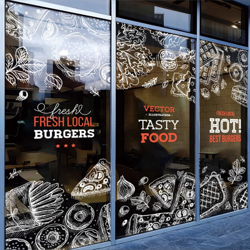 Hamburger Pizza Shop Glass Doors and Windows Stickers Bakery Bakery ...