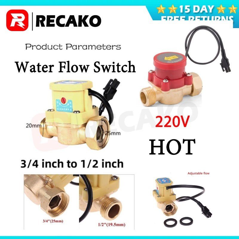 220V Pipe Pump Automatic Booster Pump Water Flow Switch 1/2 To 3/4 ...