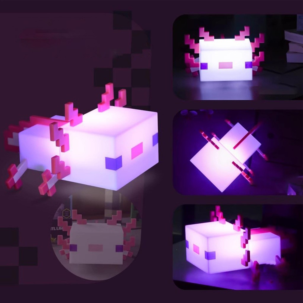 Minecraft Axolotl Night Light Animal Salamander Bedroom LED Lamps ...