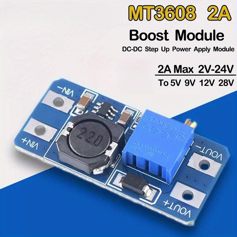 2/5PCS MT3608 Boost Module DC-DC Step Up Converter Booster Power Supply Module Board 2A Max 2V ...