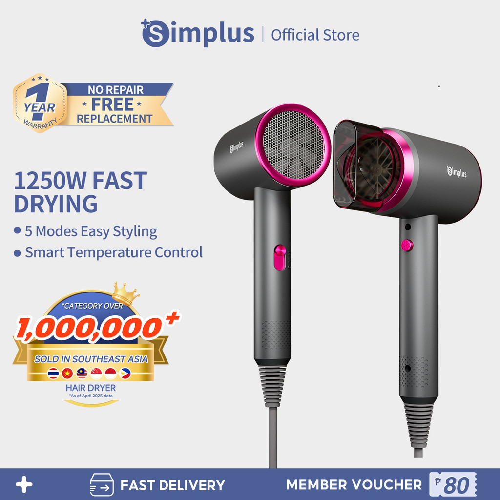 Simplus Hair Dryer Blower With Concentrator Nozzle 3 Temperature Levels ...