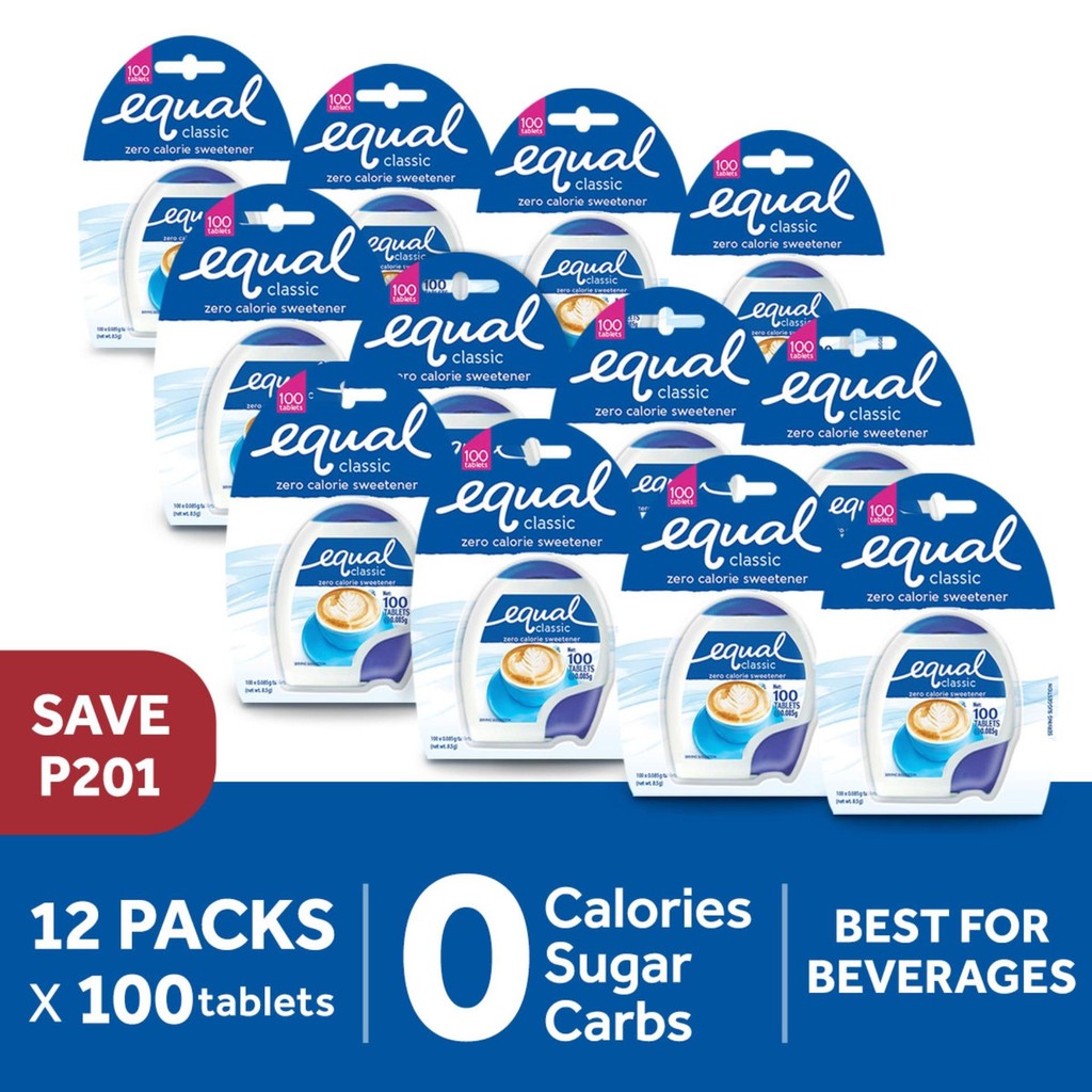 Equal Classic Zero Calorie Sweetener 100 Tablets - 12 Packs (Sugar ...