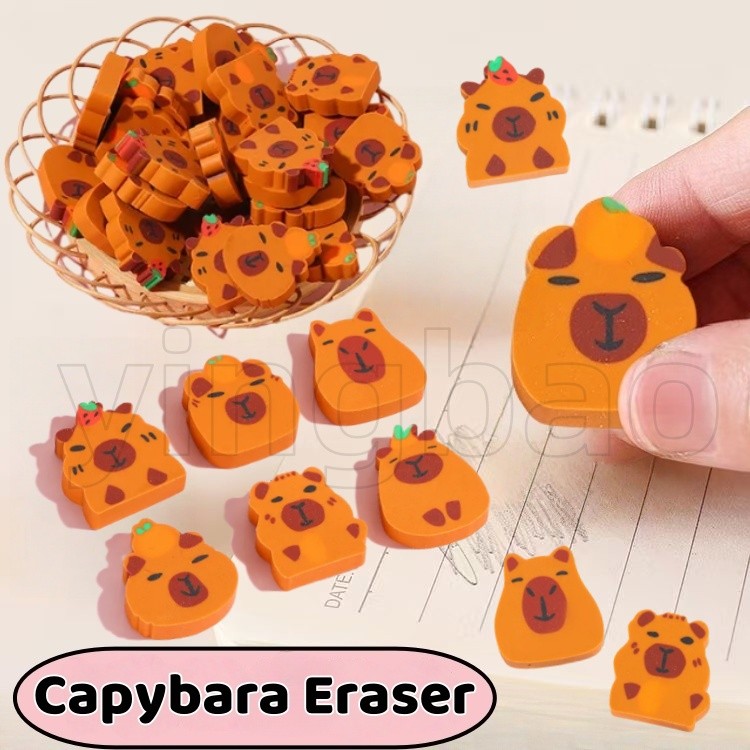 50Pcs/Set Cartoon Animal Pencil Eraser Creative Cute Capybara Cutting ...
